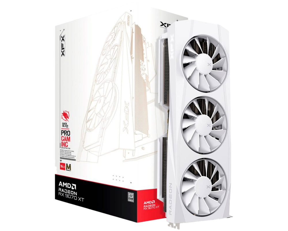 XFX Quicksilver AMD Radeon RX 9070XT White Magnetic Air Edition with ...