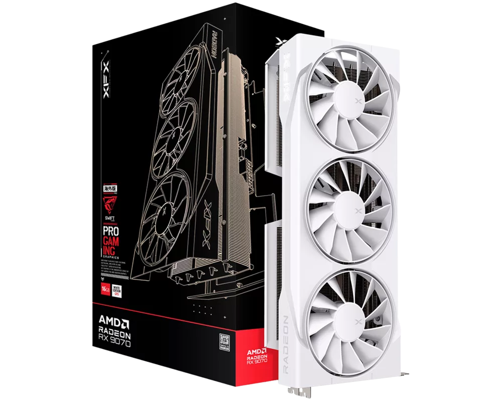 XFX Swift AMD Radeon RX 9070 OC White Triple Fan Gaming Edition with ...