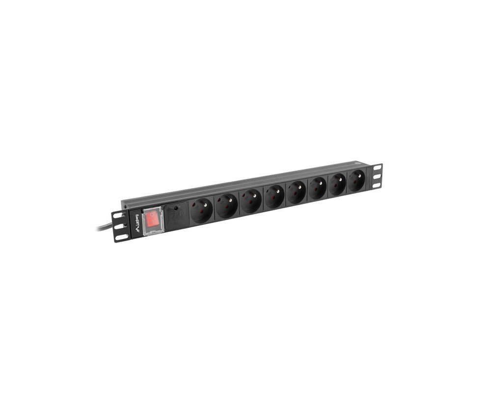 Lanberg power distribution unit (pdu) 19" 1U 16a 2m 8x french outlets black 811901 PDU-08E-0200 ...