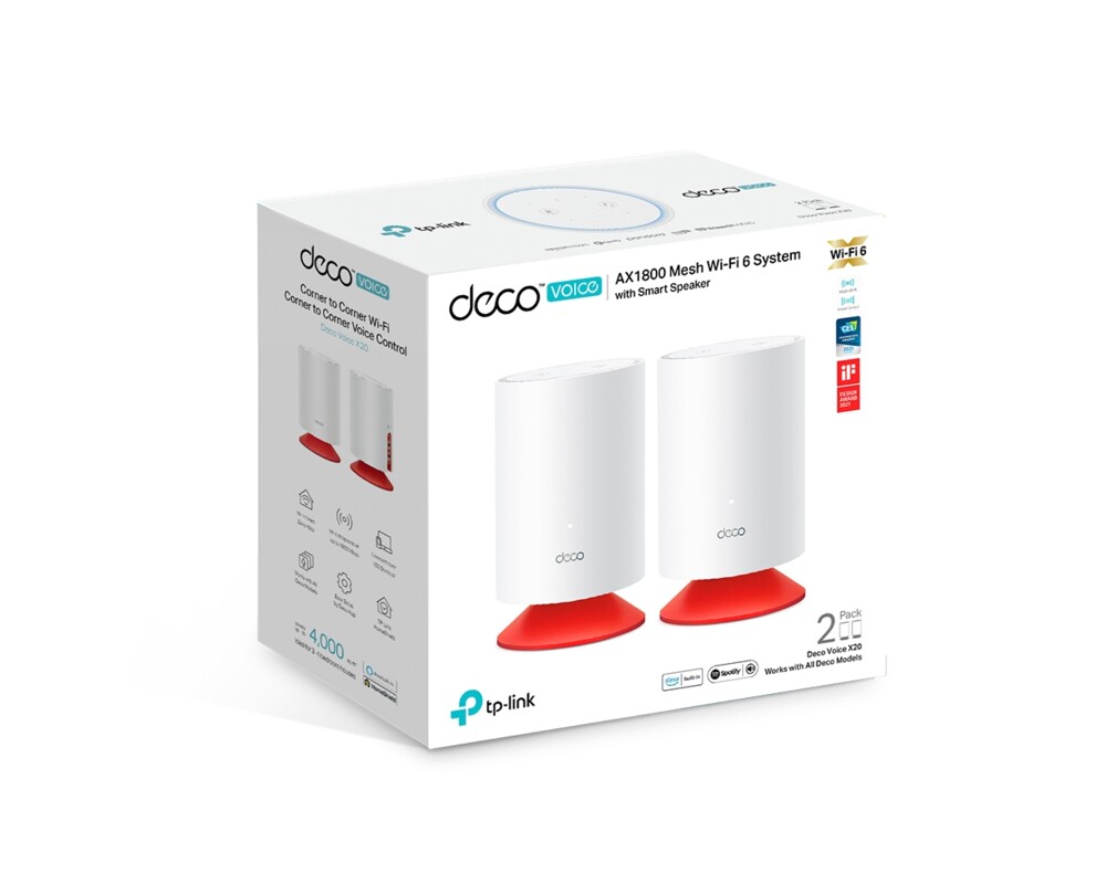 Безжична Wi-fi 6 Mesh система TP-Link Deco Voice X20(2-pack) AX1800 с ...